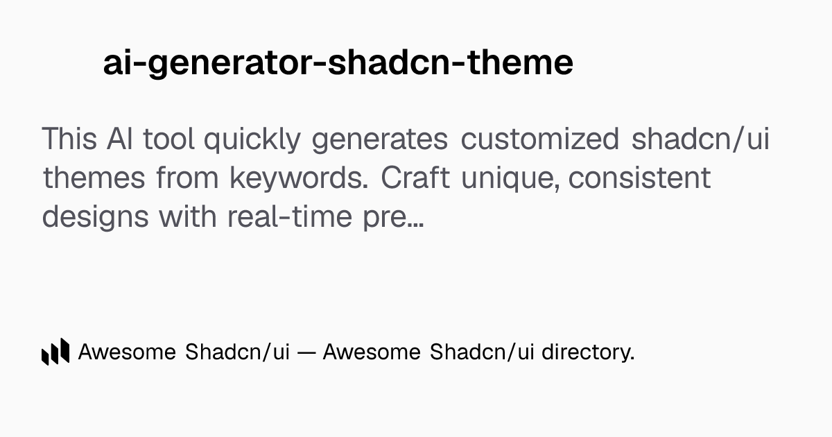 ai-generator-shadcn-theme: AI Shadcn Theme Generator: Stunning themes ...