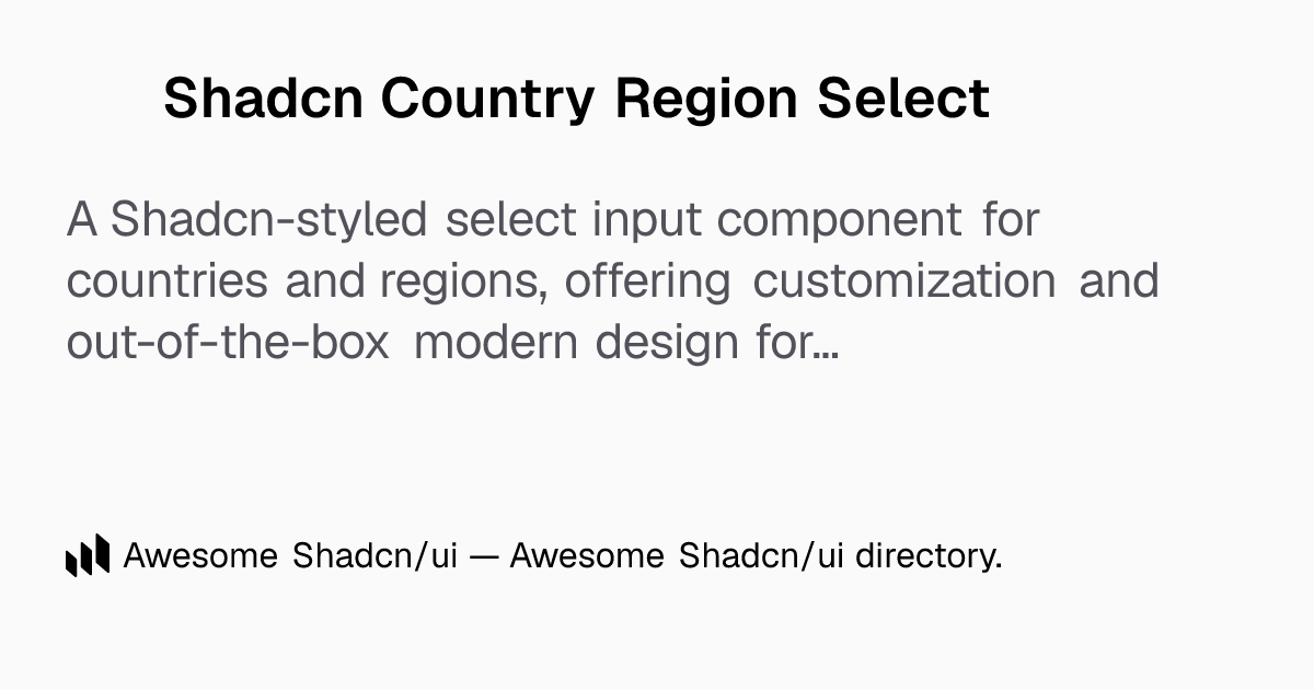 Shadcn Country Region Select: Shadcn Country & Region Select: Sleek ...