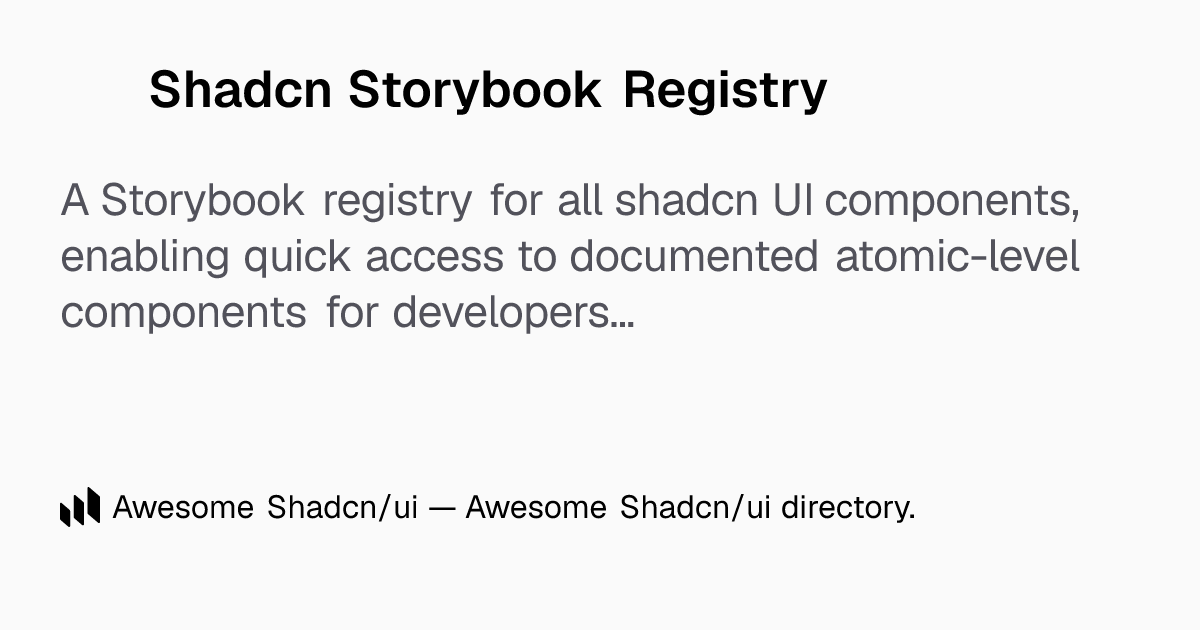 Shadcn Storybook Registry: Access Storybook stories for shadcn UI ...