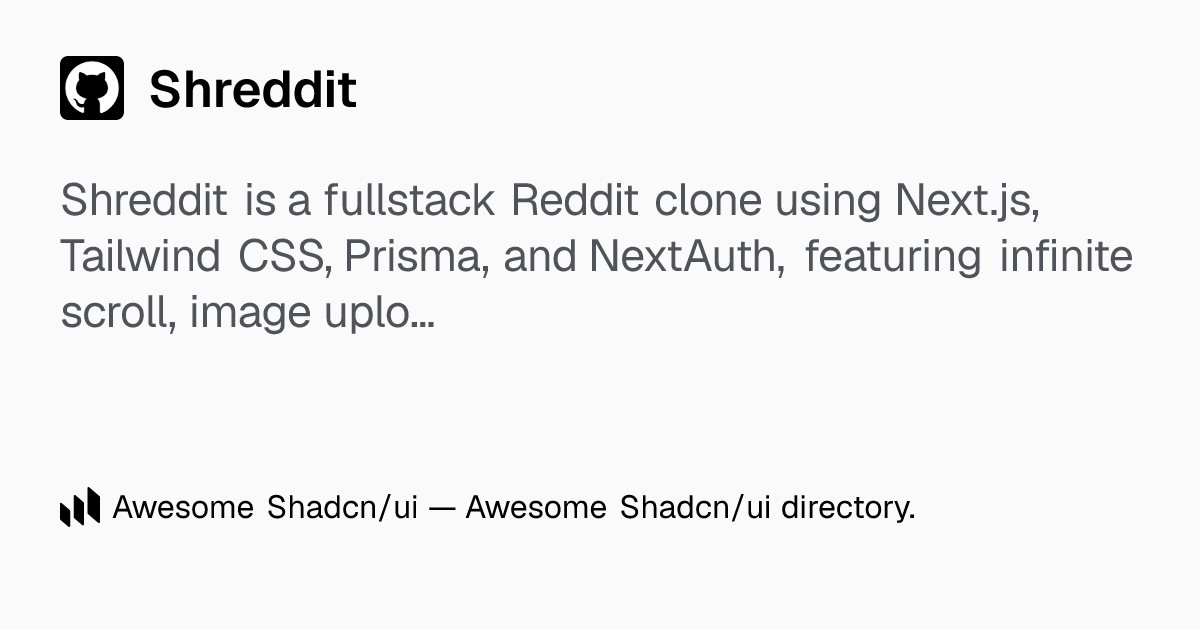 Shreddit: Shreddit: Modern Next.js & Tailwind Reddit clone for ...