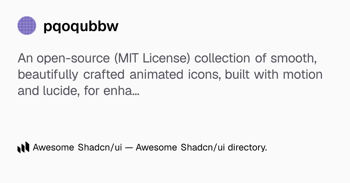 pqoqubbw: Open-source, beautifully crafted animated icons for your ...