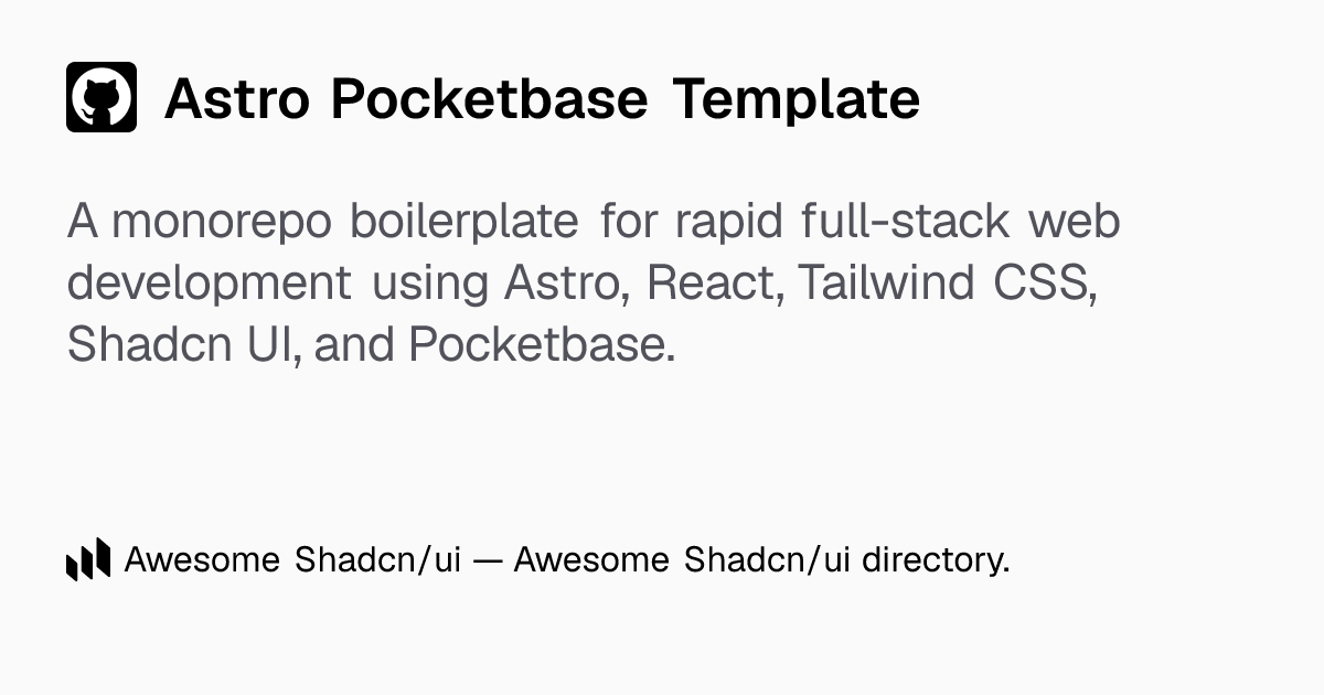 Astro Pocketbase Template: Cheap Stack: Full-stack Astro boilerplate ...