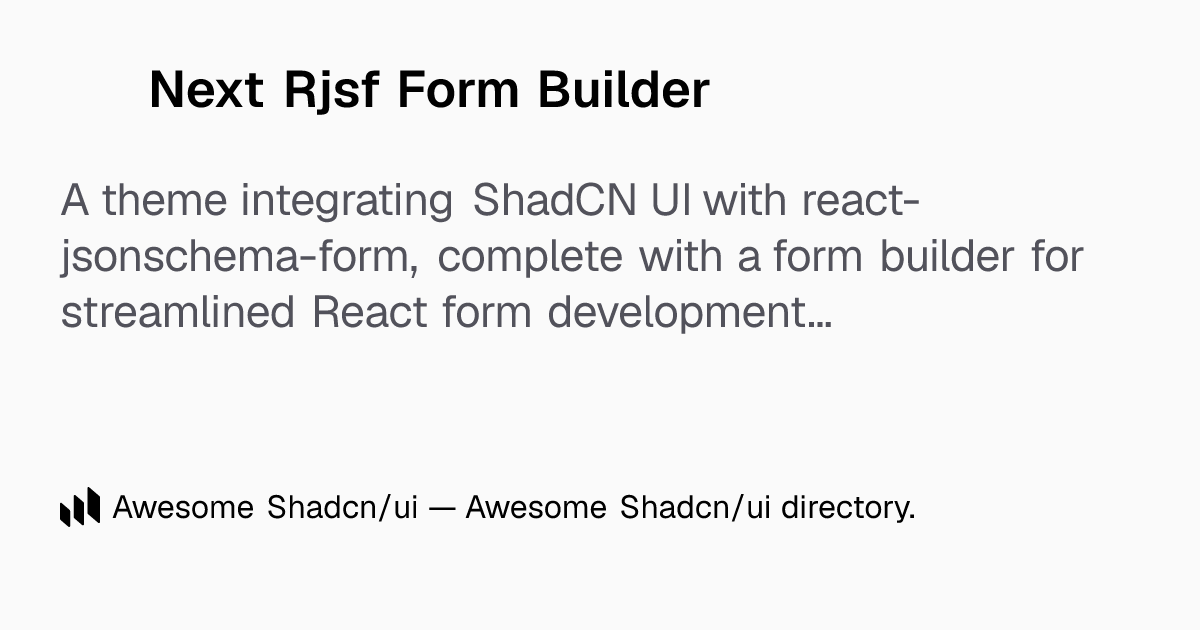 Next Rjsf Form Builder: ShadCN for RJSF: Theme and Form Builder for ...