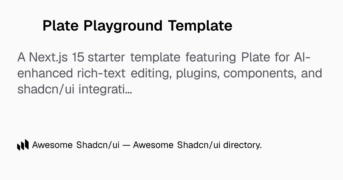 Plate Playground Template: Next.js 15 & Plate AI: Your Advanced Rich ...