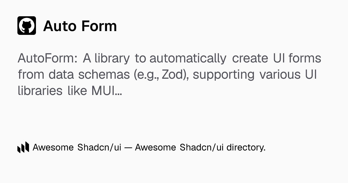 Auto Form: AutoForm: Instantly generate UI forms from your data schemas ...
